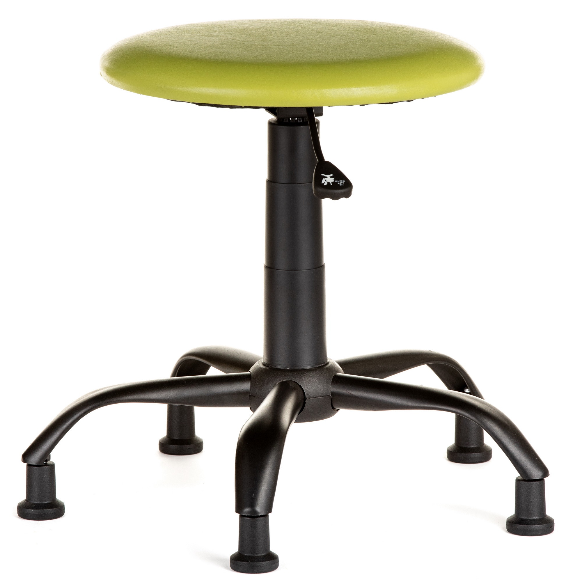 Scaun laborator QMOBILI LAB B VE Verde, baza metal negru, piele ...