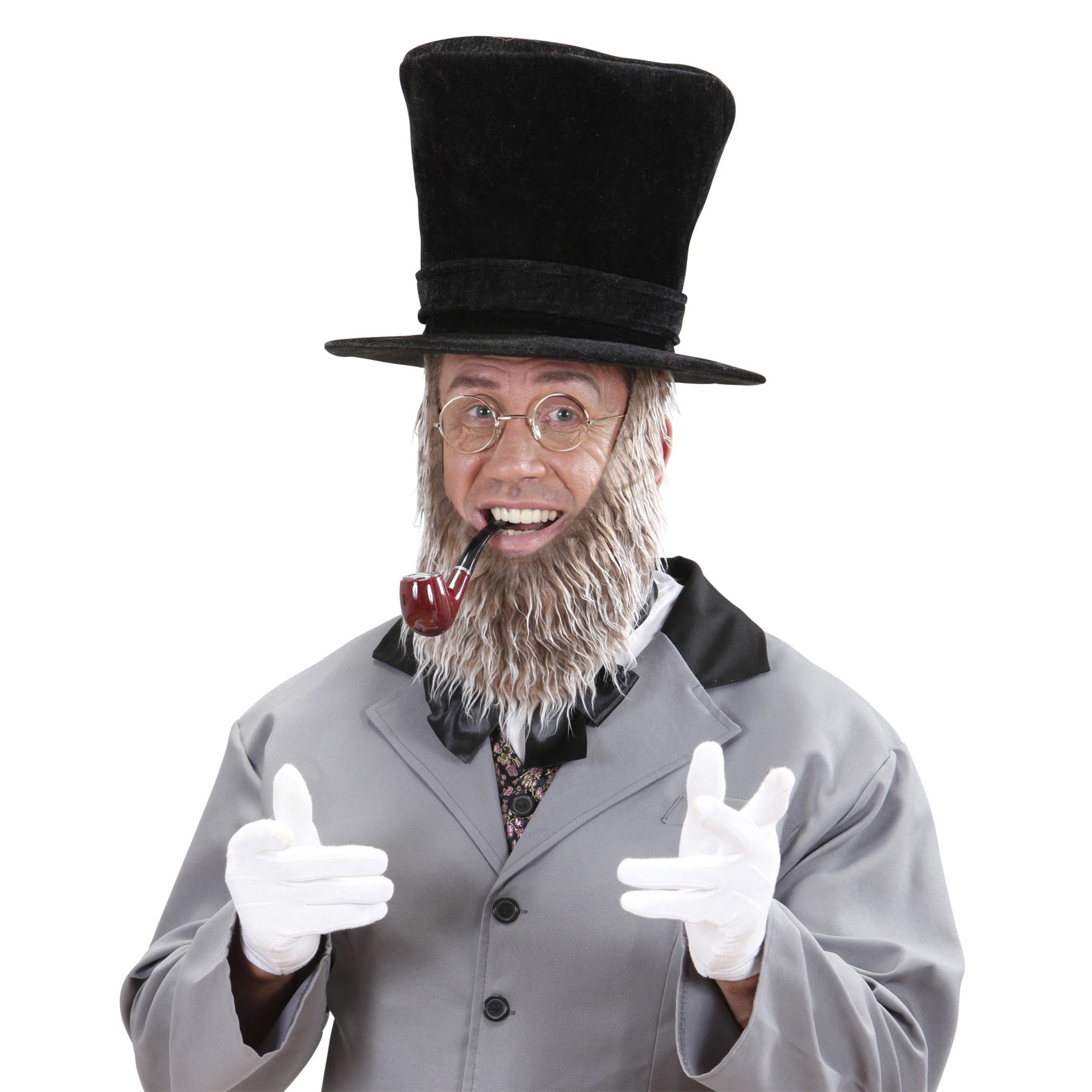 Fekete színű cilinder kalap csattal díszítve + barna szakáll - eMAG.hu