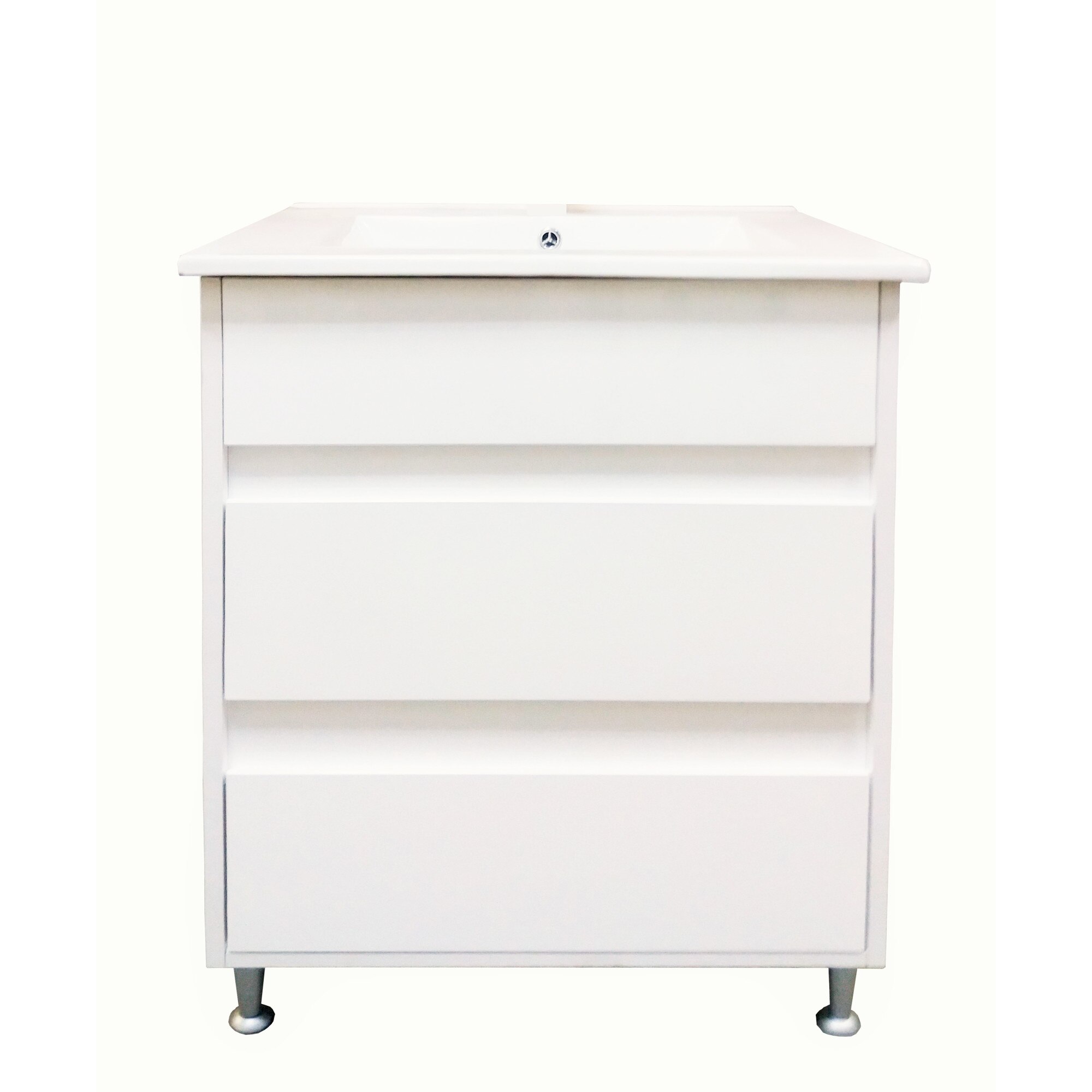 MOBILIER BAIE CU 2 SERTARE MDF vopsit alb lucios-60 cm + LAVOAR SLIM ...