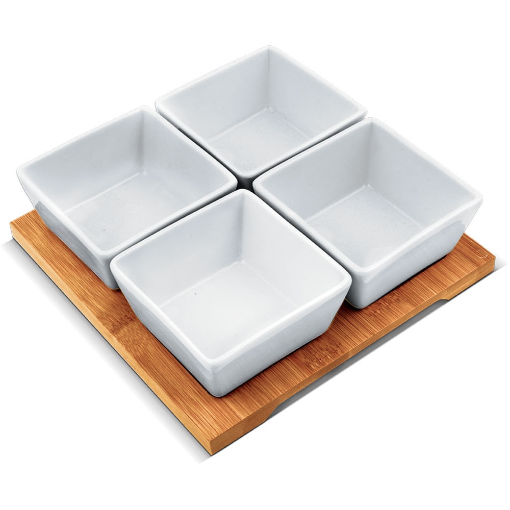 Set 4 vase servire, Lamart Bamboo, portelan, 19 x 19 cm - eMAG.ro