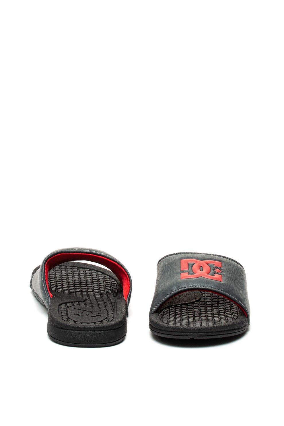 DC, Papuci cu logo Bolsa, Gri/Rosu, 10 - eMAG.ro