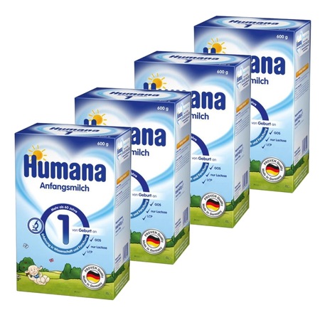 Pachet 4 x Lapte praf Humana 1 GOS, 600g, de la nastere - eMAG.ro