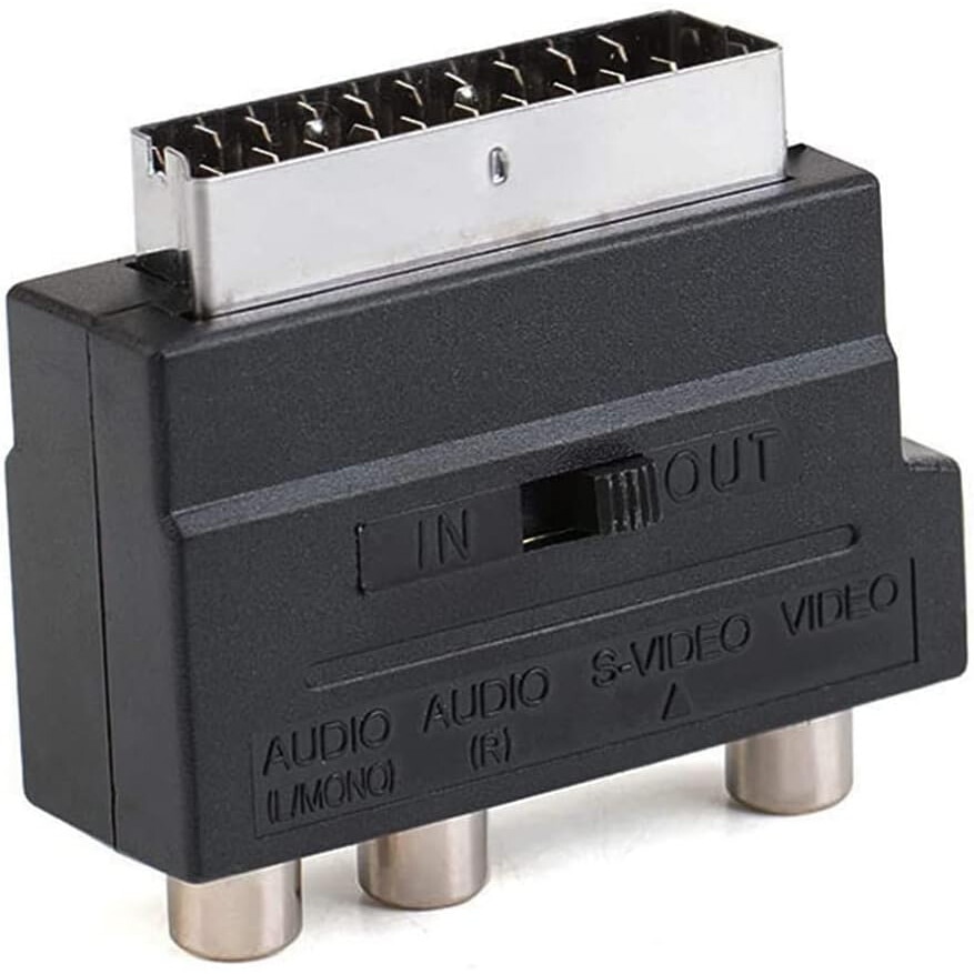 Adaptor conectare aparatura audio video, SCART la 3xRCA, S-VHS, cu ...