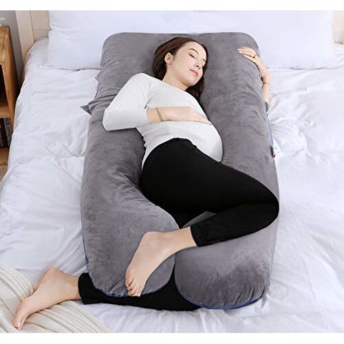 Perna gravida 3 in 1 Bebeke Premium Velvet Blue/Grey - eMAG.ro