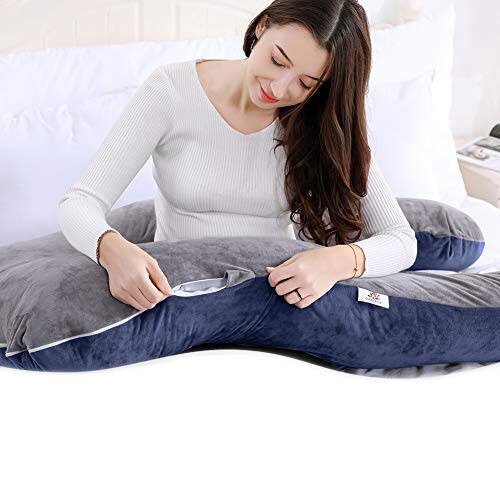 Perna gravida 3 in 1 Bebeke Premium Velvet Blue/Grey - eMAG.ro