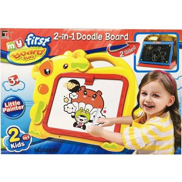 Tabla de scris 2 in 1 Doodle Board cu compartiment pentru creta, marker ...