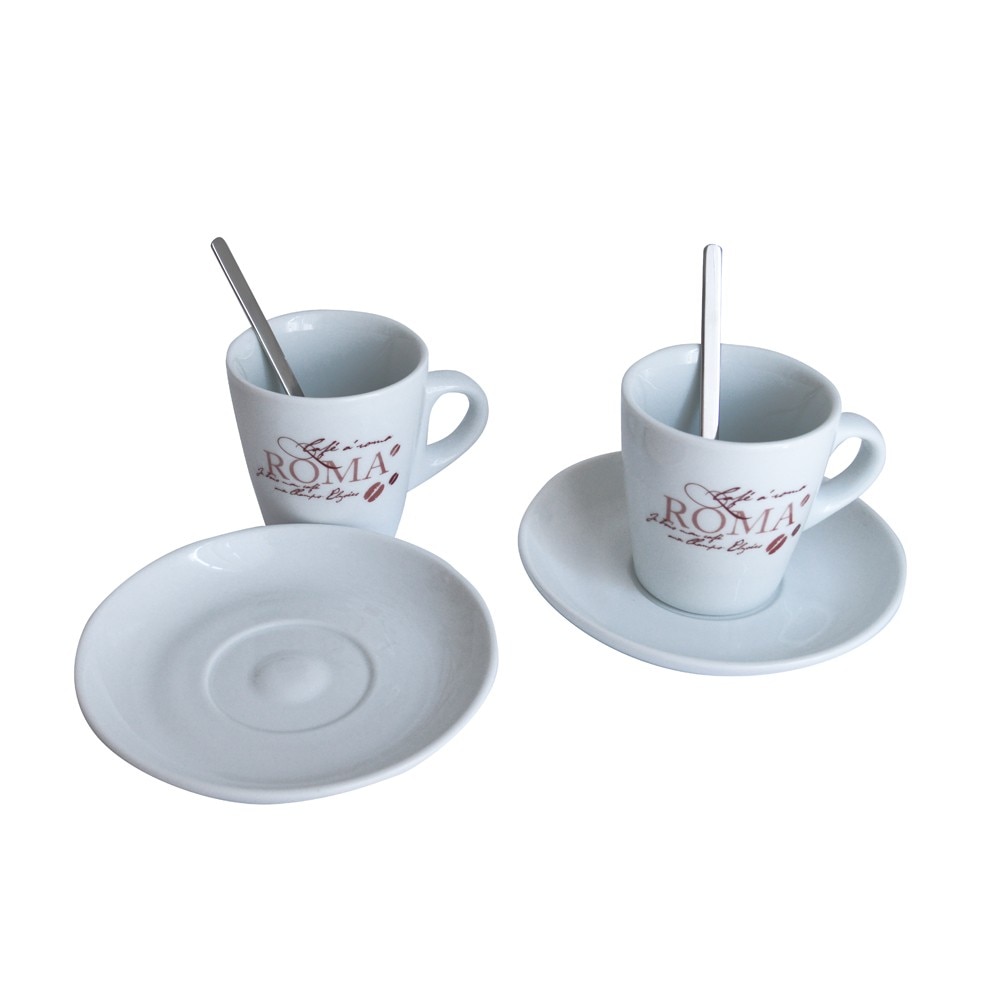 Set 2 cesti cafea portelan + mini etajera sticla - eMAG.ro