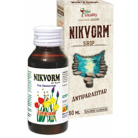 Nikvorm sirop pentru eliminarea parazitilor intestinali, 60 ml, Bio ...