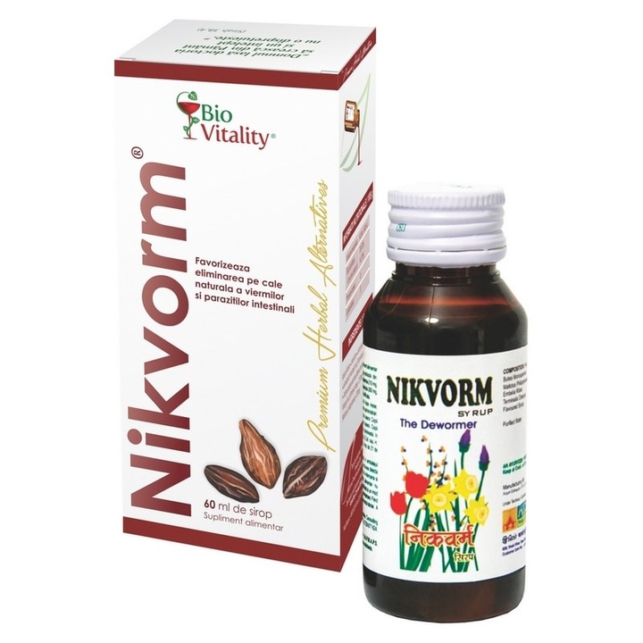 Nikvorm sirop pentru eliminarea parazitilor intestinali, 60 ml, Bio ...