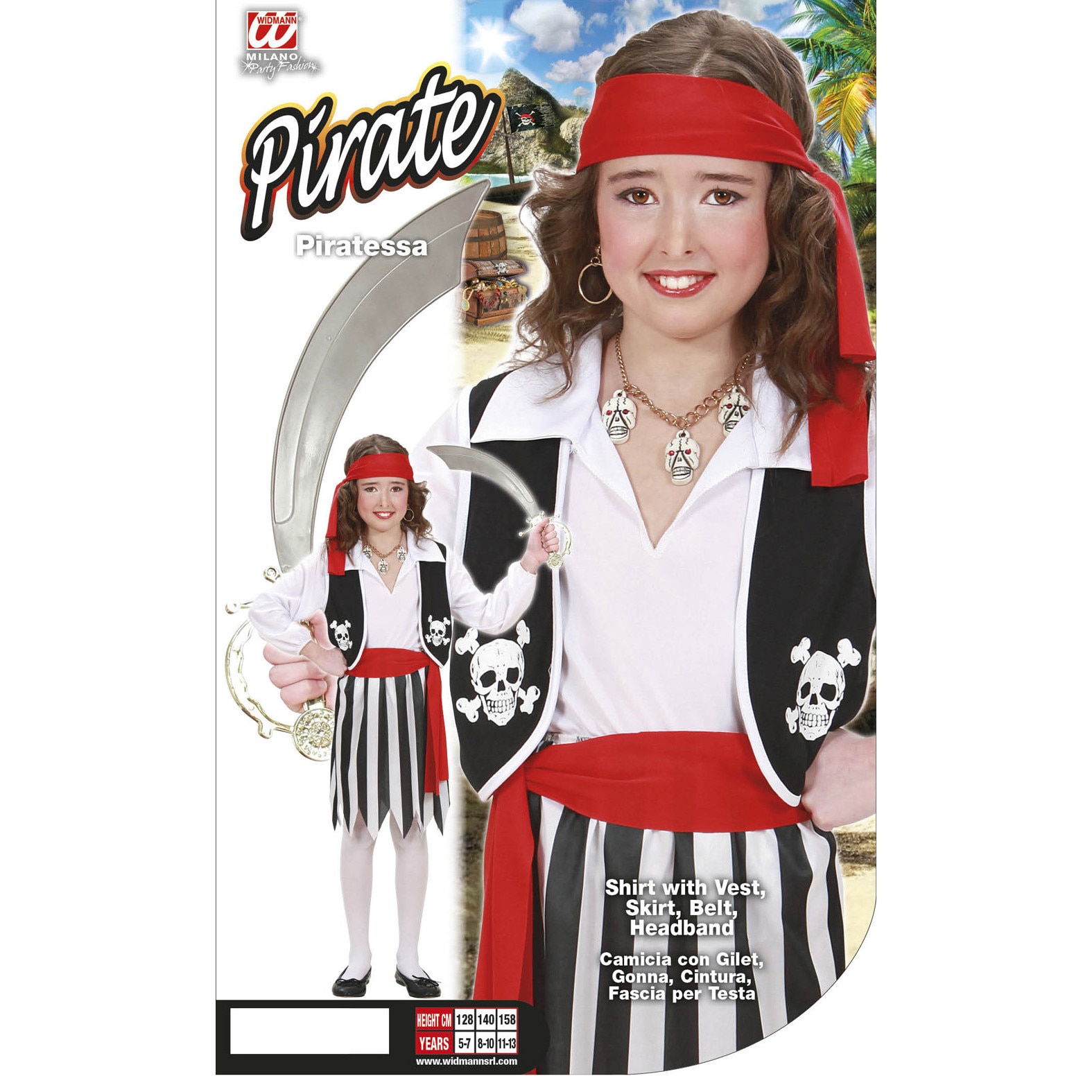 Csíkos szoknyás kalóz lány jelmez 140-es méretben - eMAG.hu