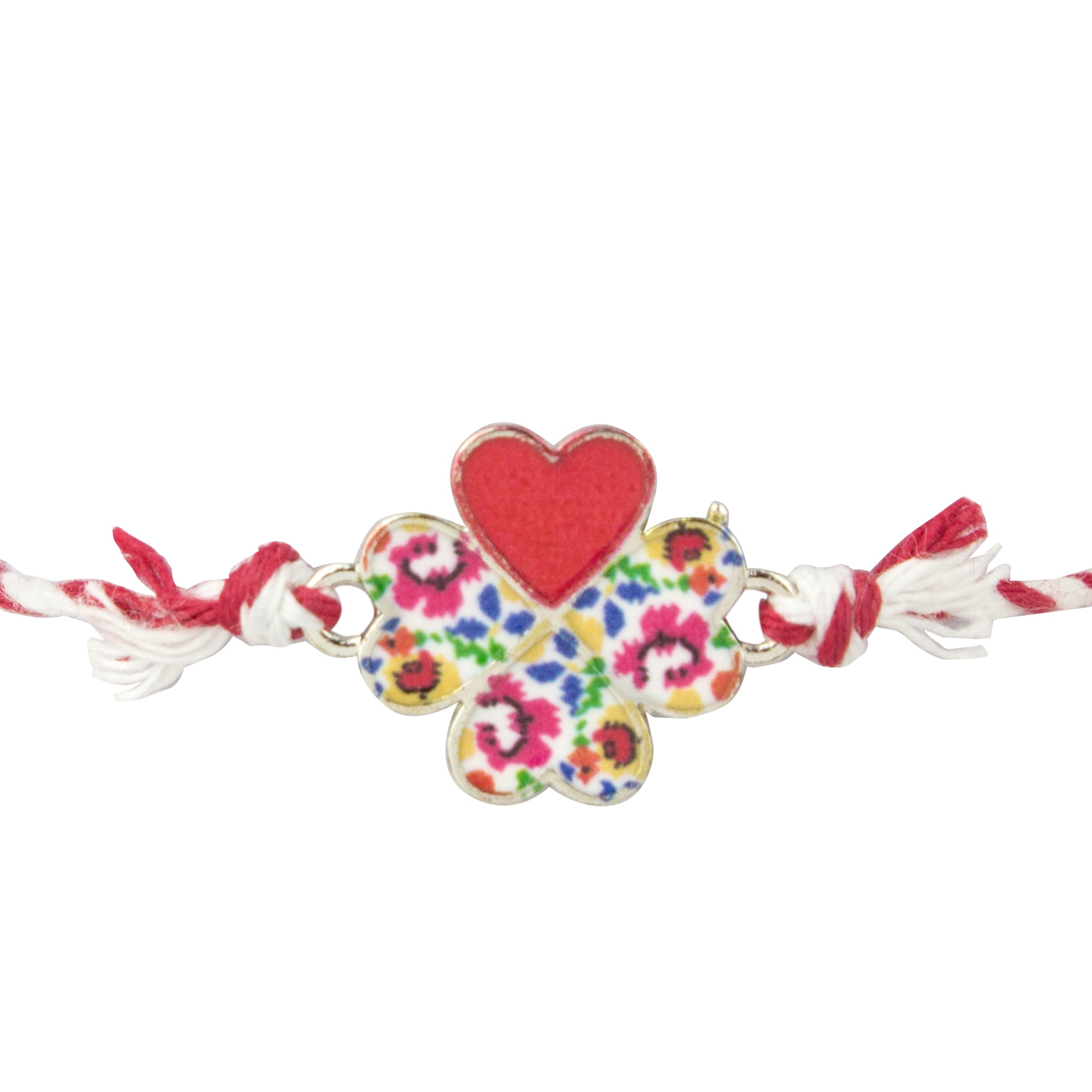 Martisor bratara cu trifoi cu patru foi si inima, J918-03, multicolor ...