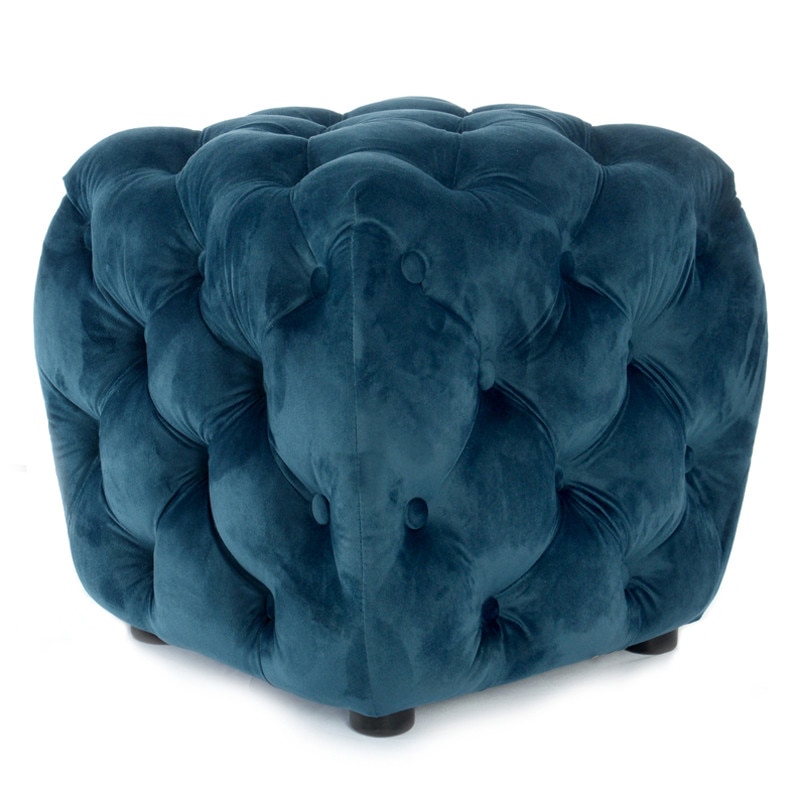 Taburet EGO Glamour, turcoaz, 45 cm, design elegant, material pufos de ...