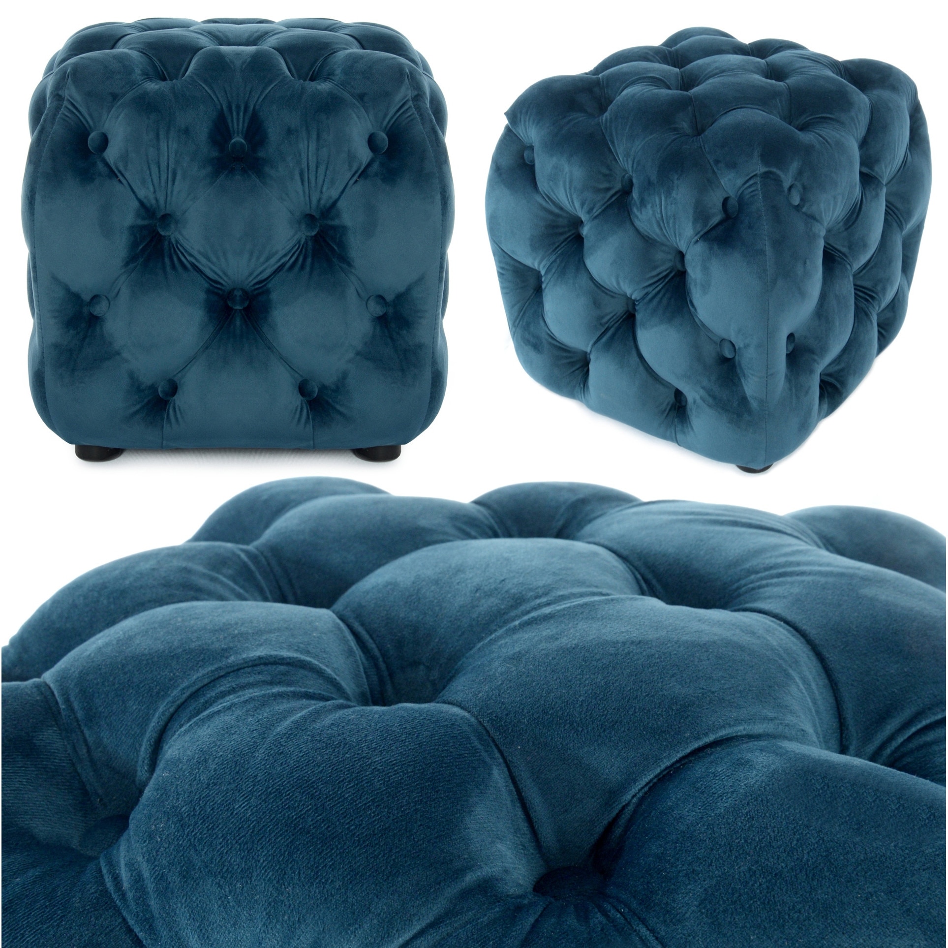 Taburet EGO Glamour, turcoaz, 45 cm, design elegant, material pufos de ...