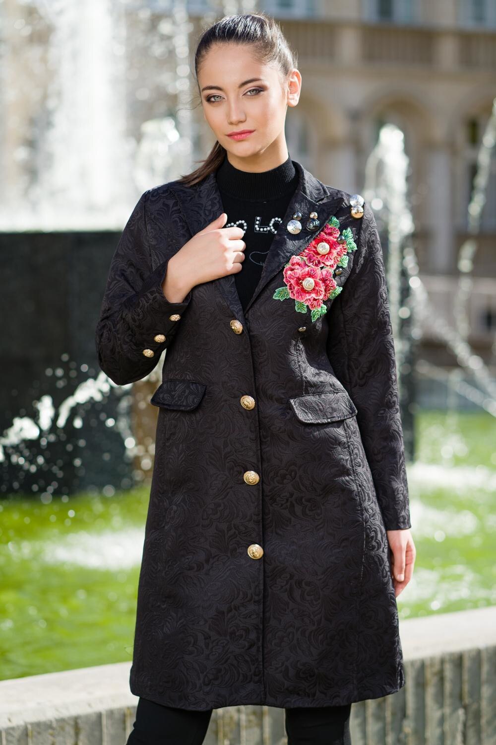 Trenci dama, YANEVA - 2005, D48701, Negru, S - eMAG.ro
