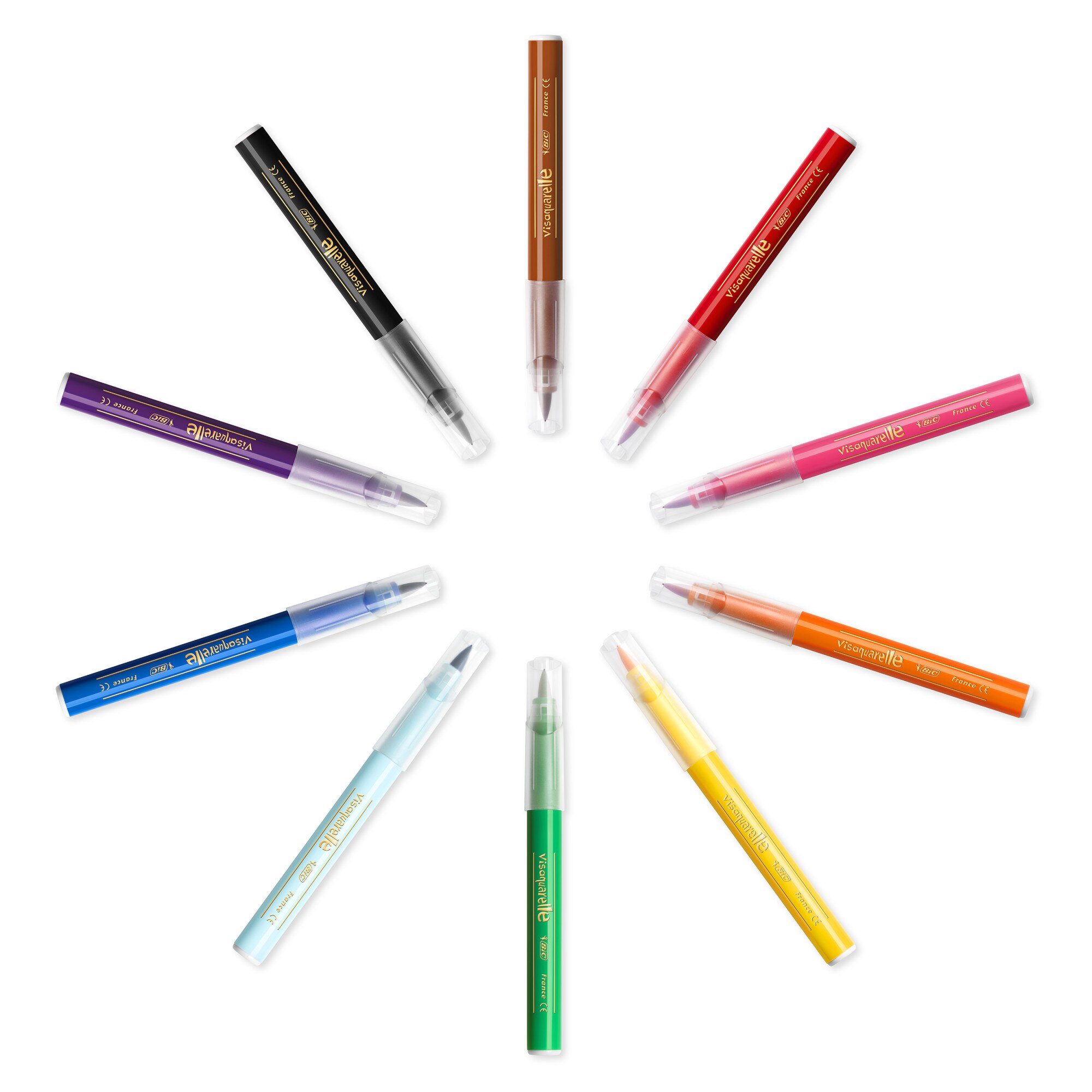 Markere de colorat BIC Kids Visaquarelle, lavabile, diverse culori, 10 ...