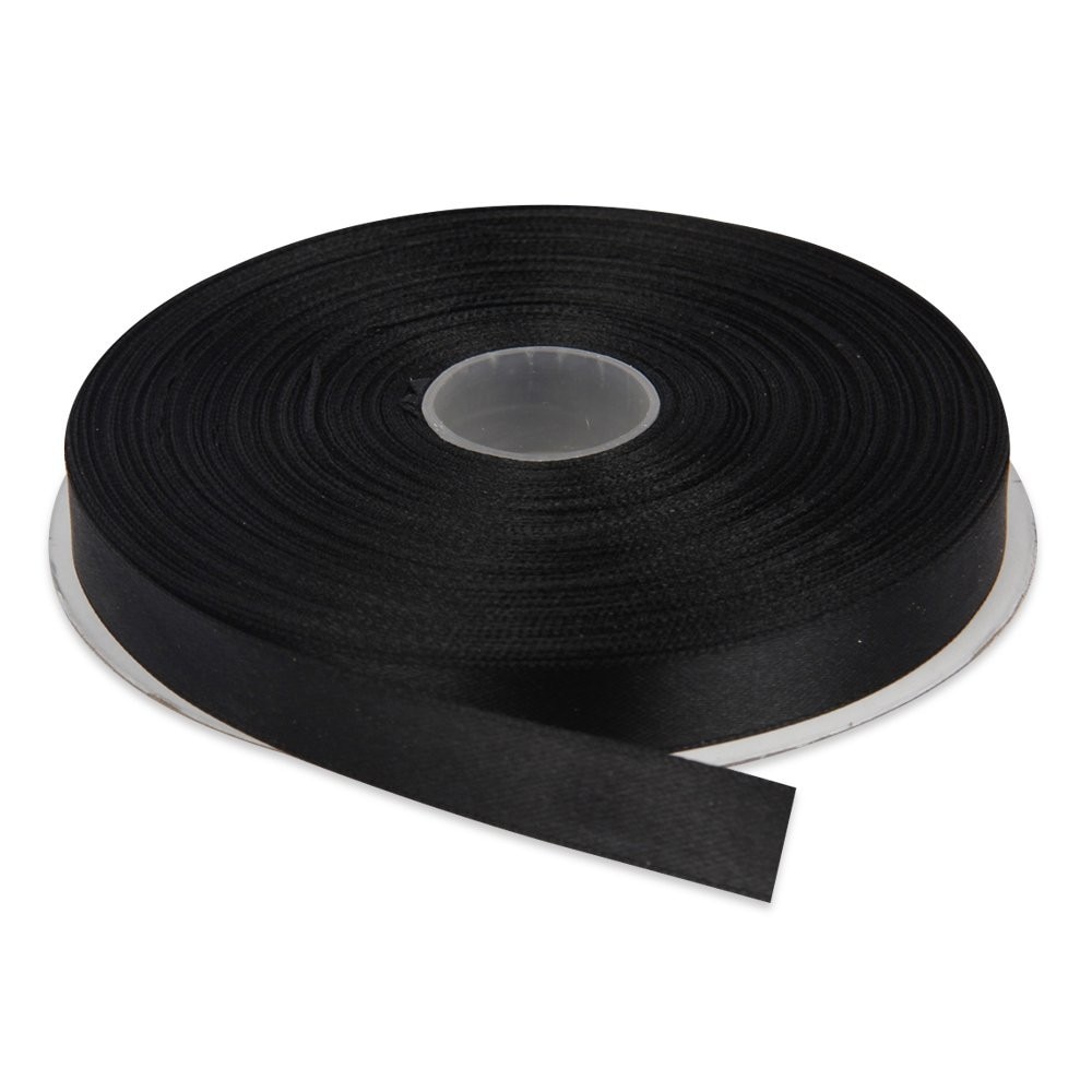 Panglica funda saten 1 cm latime, culoare negru, rola 22 m - eMAG.ro