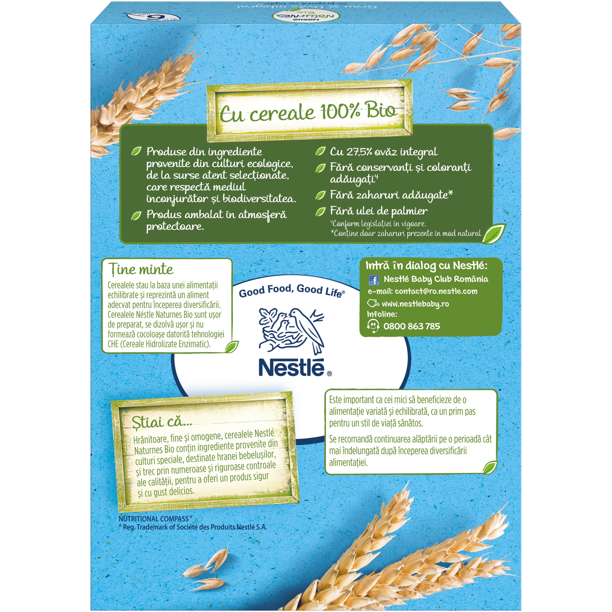 Cereale Nestle NaturNes Bio Grau si Ovaz integral, 200g, de la 6 luni ...
