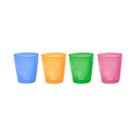 Set 4 pahare colorate pentru bebelusi si copii, 300 ml, fara BPA, 18 ...