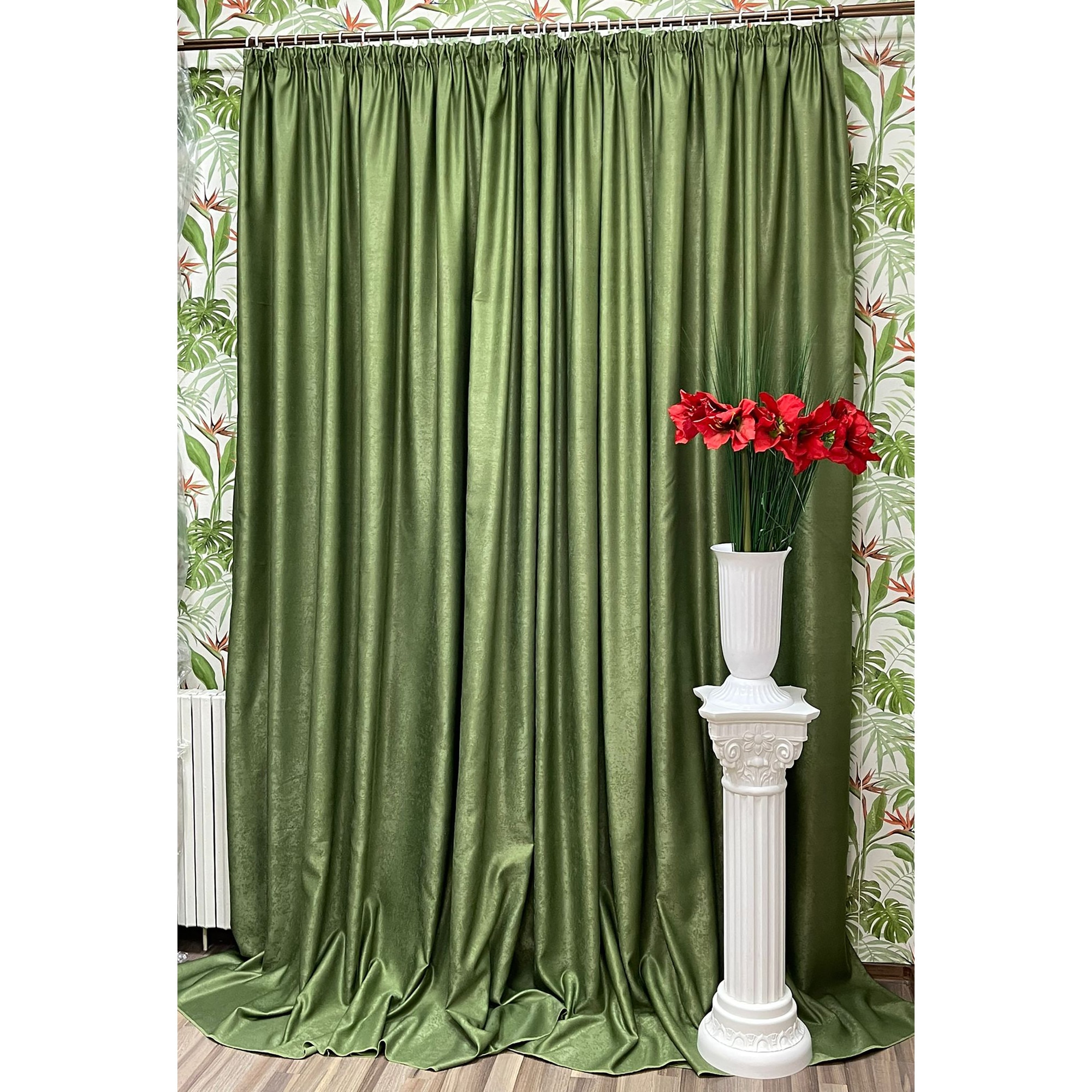 Set draperii semiopace, uni, culoare verde, colectia "Monocrom by Liz ...