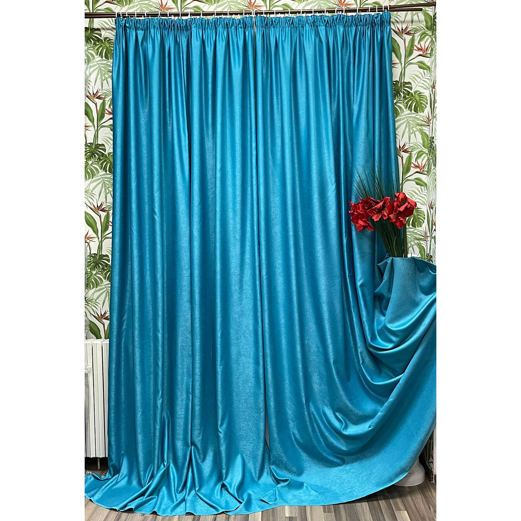 Set draperii semiopace, uni, culoare turcoaz, colectia "Monocrom by Liz ...
