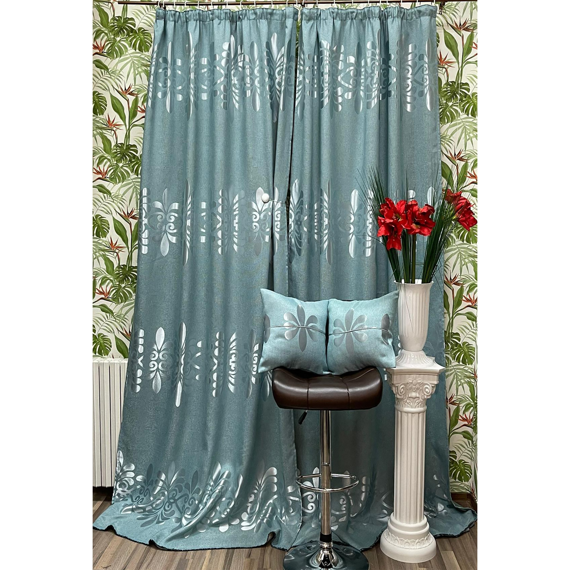 Set draperii, culoare turcoaz, colectia "Rococo Design by Liz Line ...