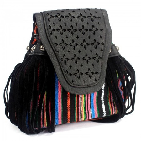 Rucsac boho-chic, negru, 20 cm - eMAG.ro