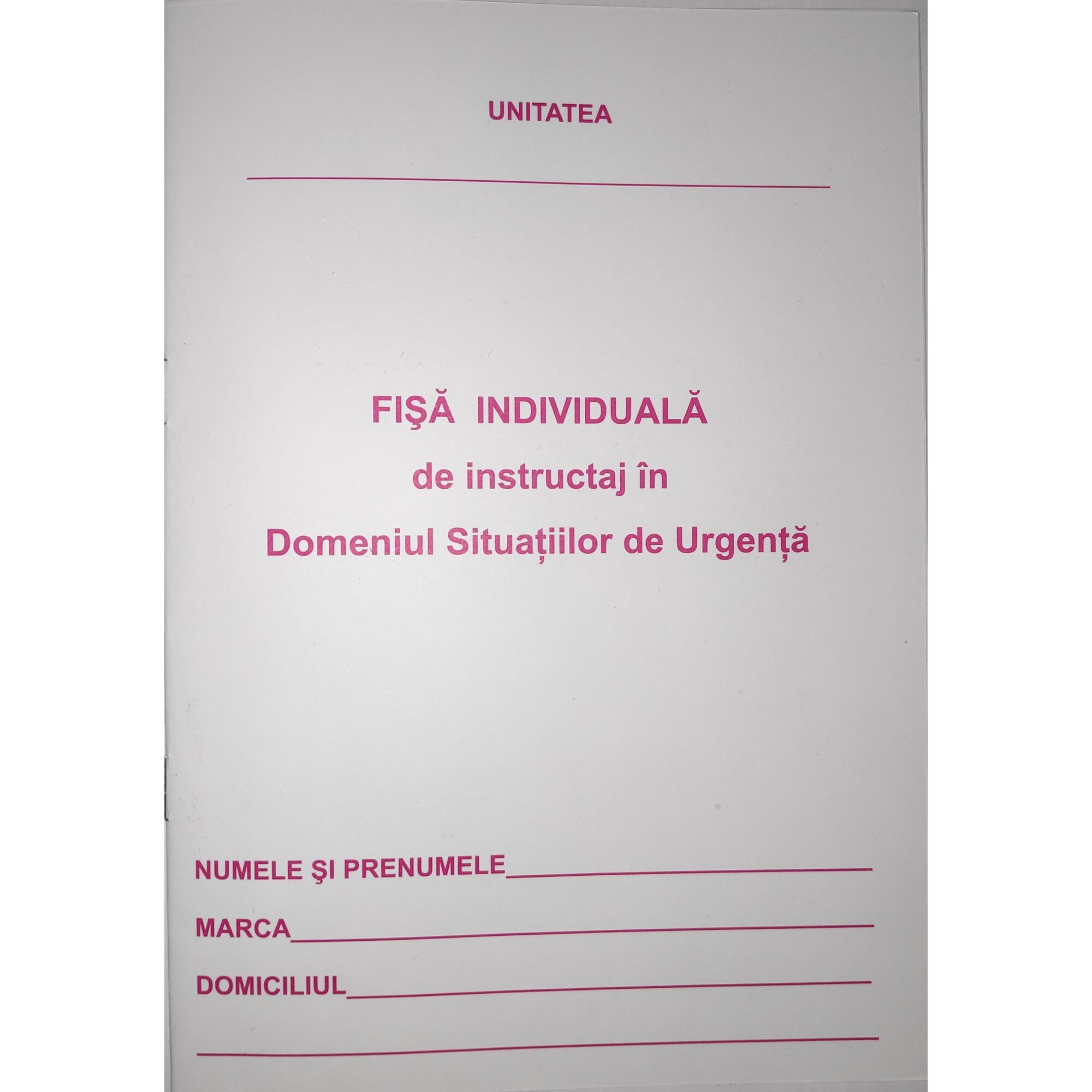 Fisa Individuala de instructaj in Domeniul Situatiilor de Urgenta - eMAG.ro