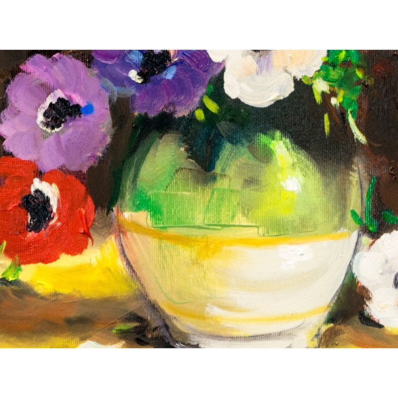 Tablou pictat manual - Ulcica cu anemone - 60x50cm ulei pe panza ...