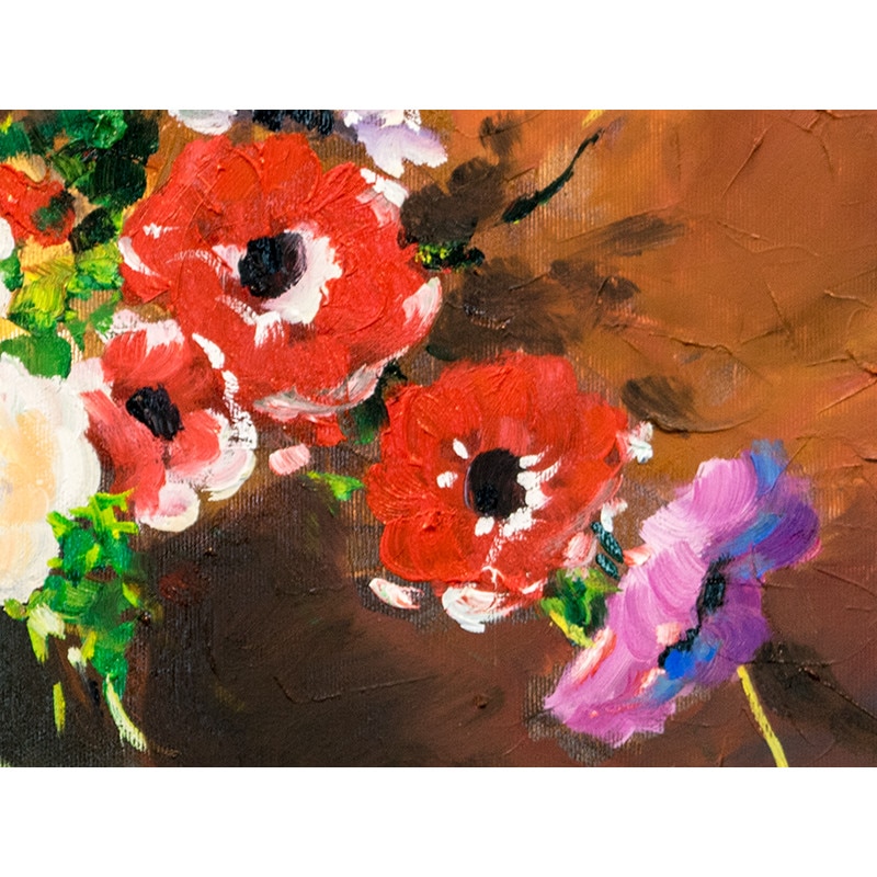 Tablou pictat manual - Ulcica cu anemone - 60x50cm ulei pe panza ...