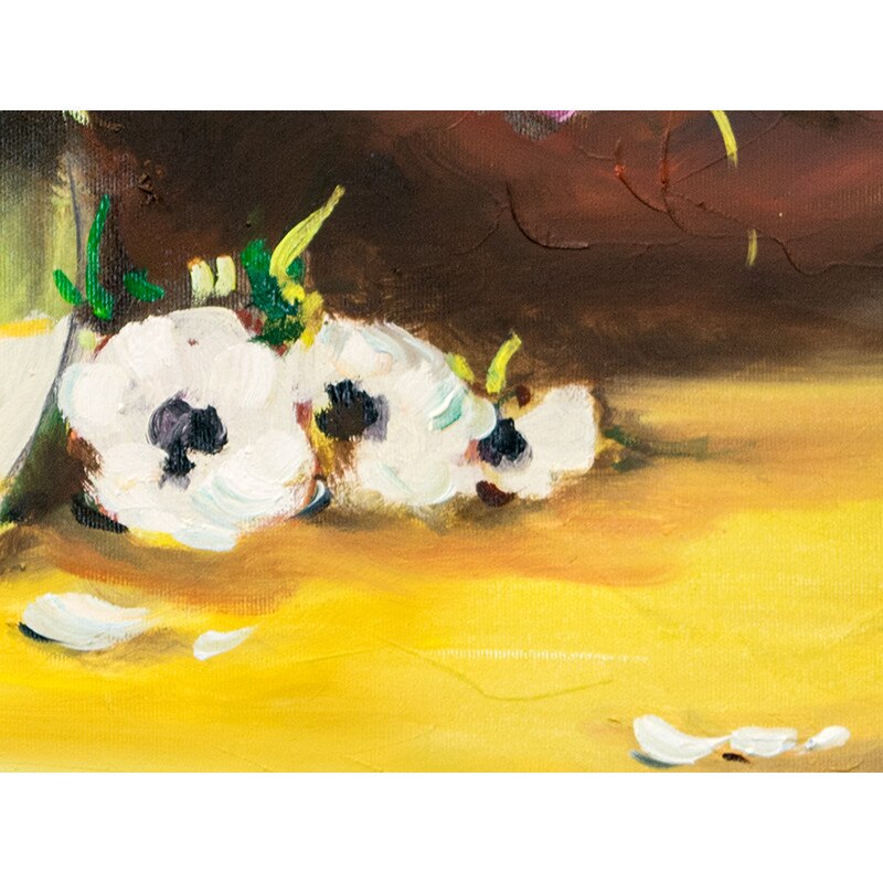 Tablou pictat manual - Ulcica cu anemone - 60x50cm ulei pe panza ...