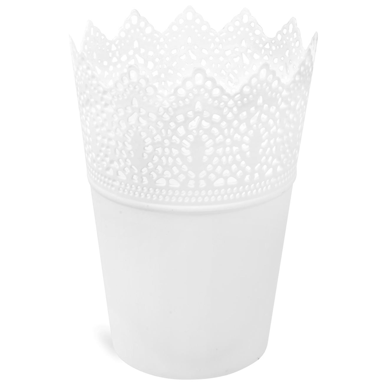 Ghiveci alb inalt, model dantelat - 8,5 x 15 cm - eMAG.ro