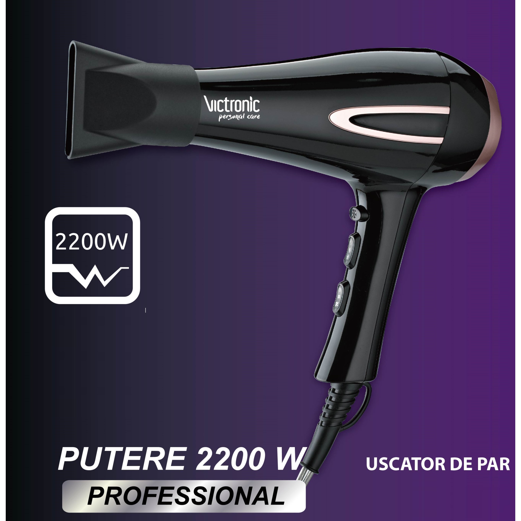 Uscator de par, Profesional, 2200 Wati, 2 viteze, 3 trepte de caldura ...