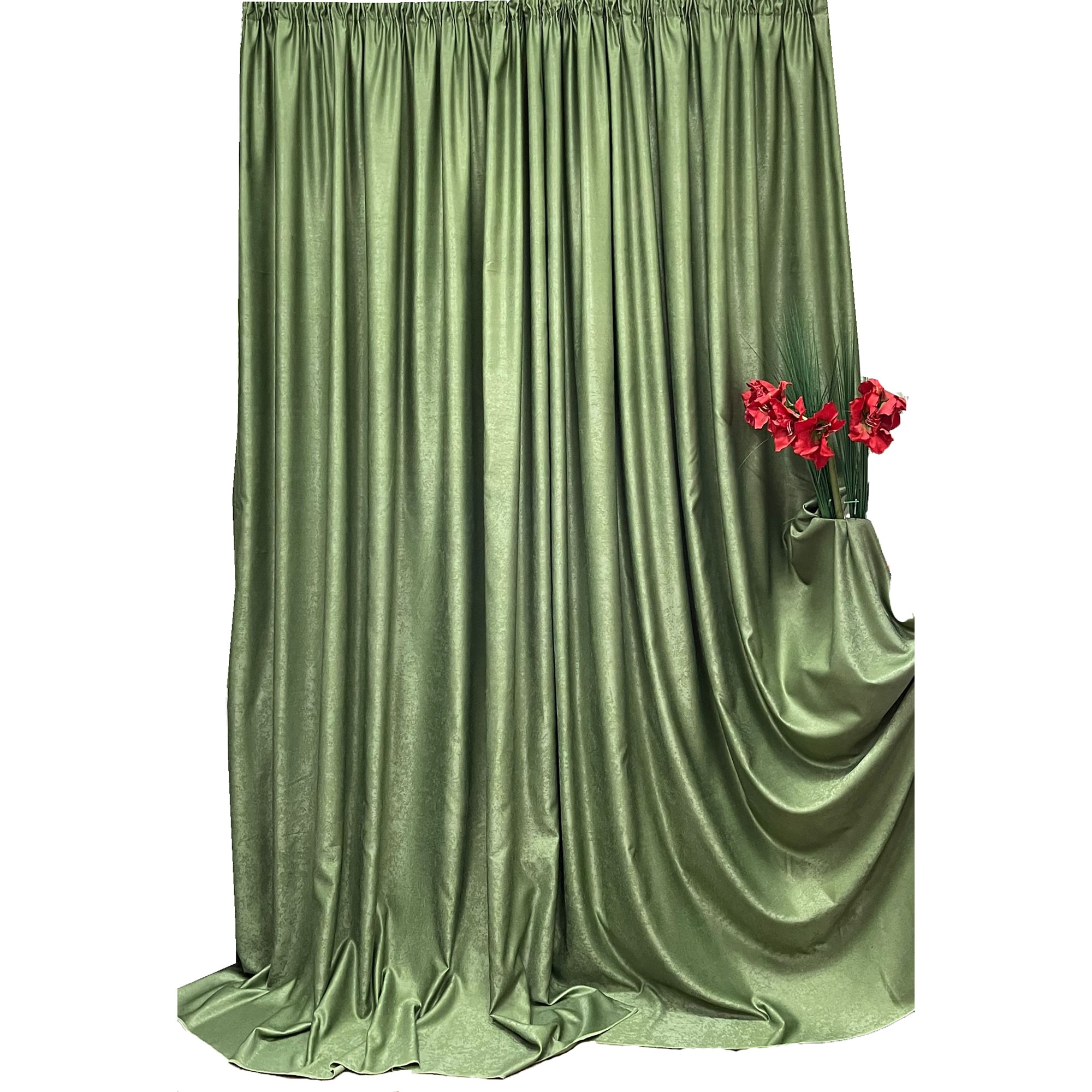 Set draperii semiopace, uni, culoare verde, colectia "Monocrom by Liz ...