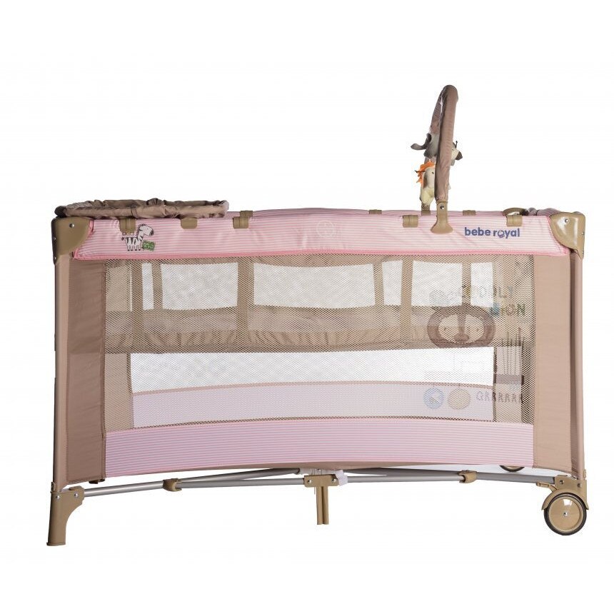 Patut pliabil Bebe Royal cu 2 nivele Roz - eMAG.ro
