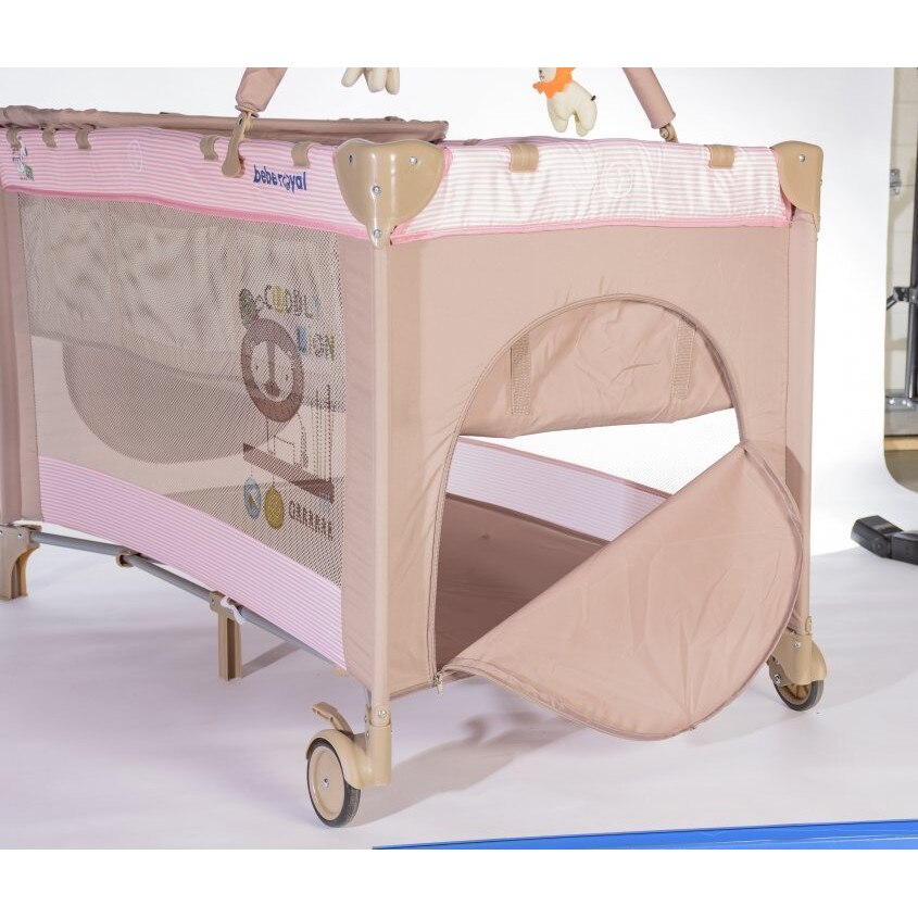 Patut pliabil Bebe Royal cu 2 nivele Roz - eMAG.ro