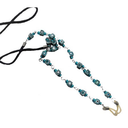 Lant ochelari din snur si margele modelate manual din argila polimerica ...