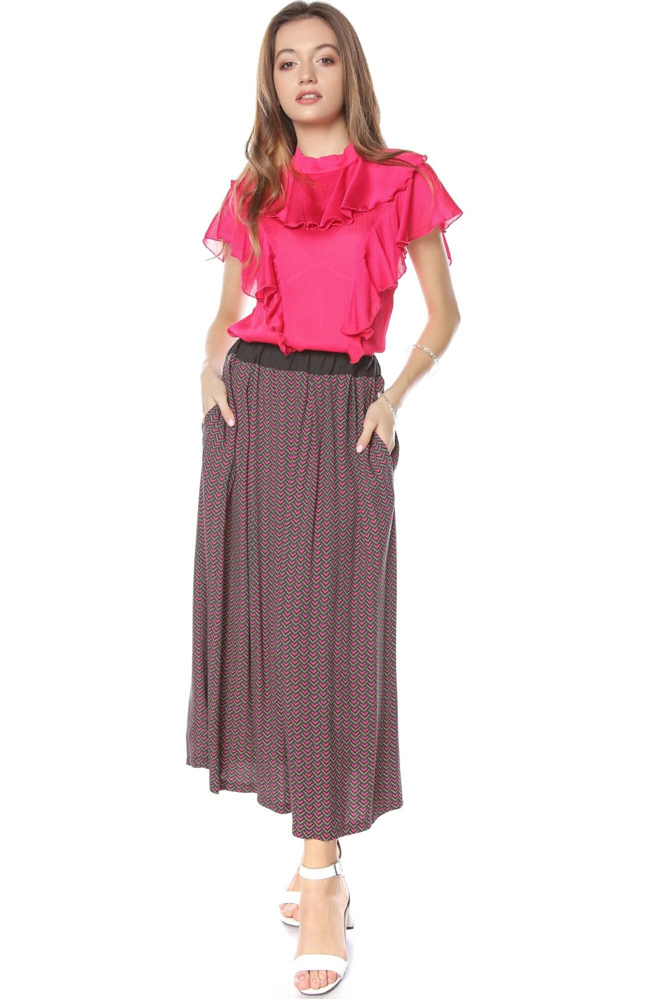 Fusta maxi, multicolora, cu pliuri, ROH, M - eMAG.ro