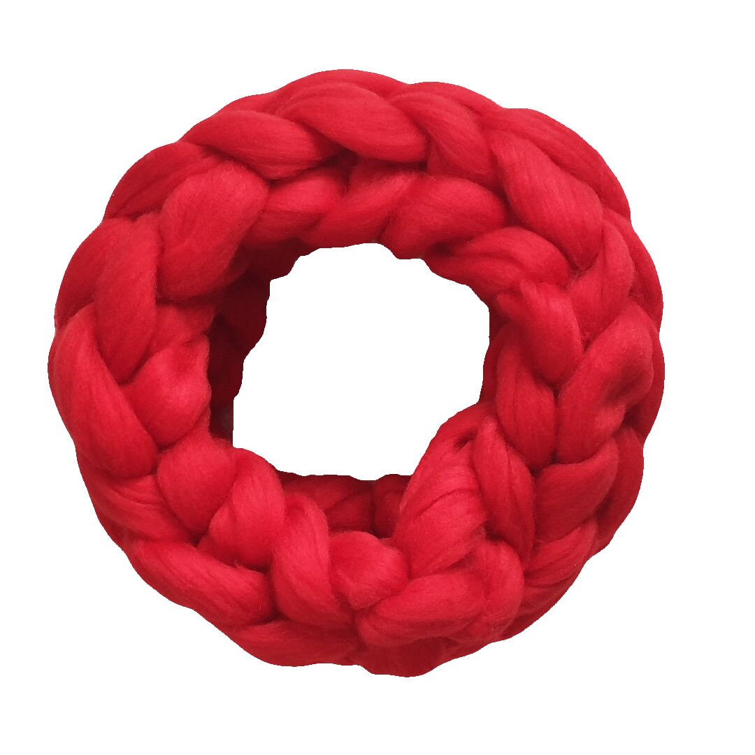 Fular circular din fire gigante, lana merinos, rosu - eMAG.ro