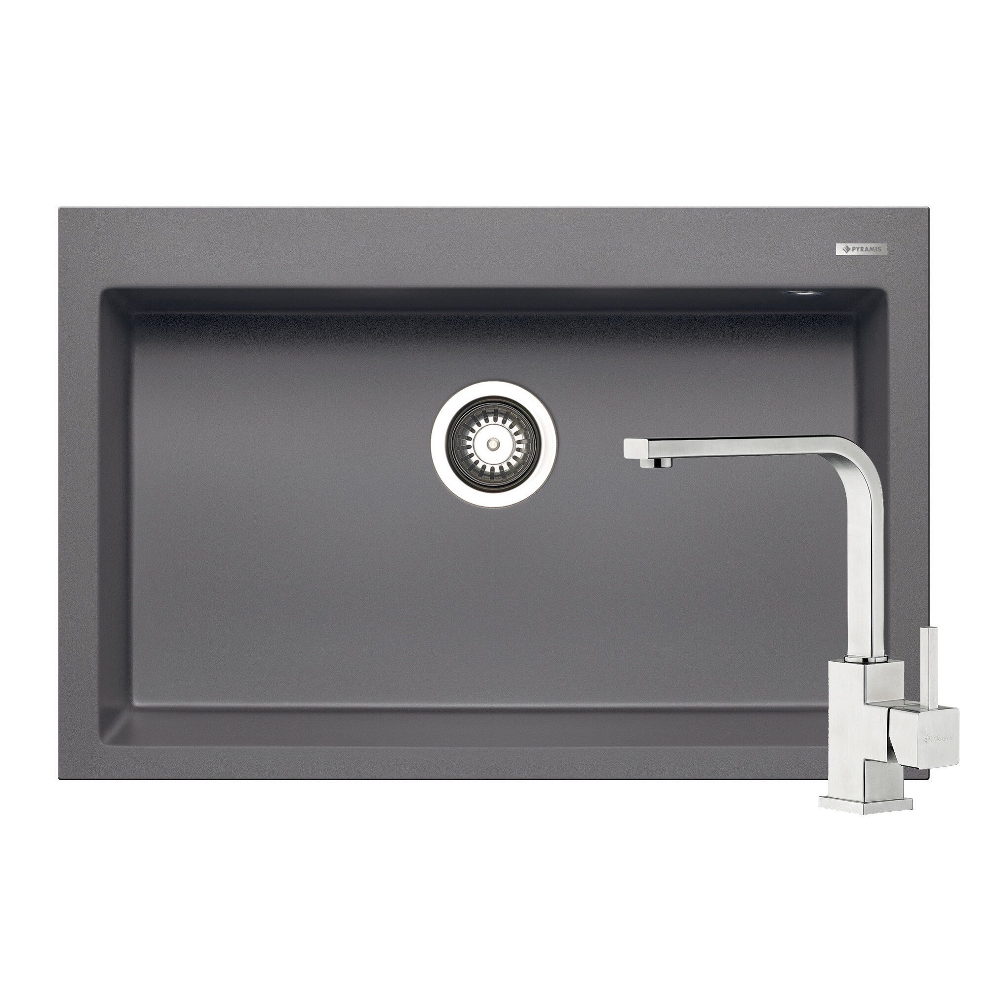 Set chiuveta Pyramis Istros + baterie Cecilia, 1 cuva, 760x500mm ...