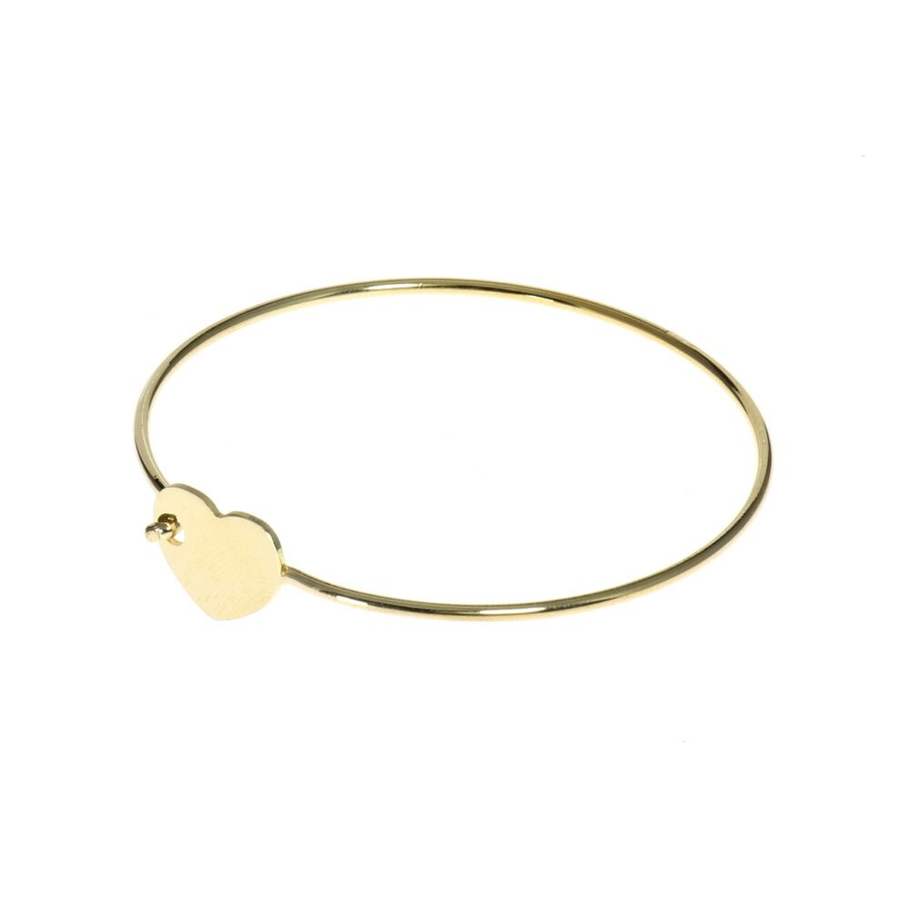 Bratara fixa, din argint placat cu aur - IJOO - Single Heart - eMAG.ro