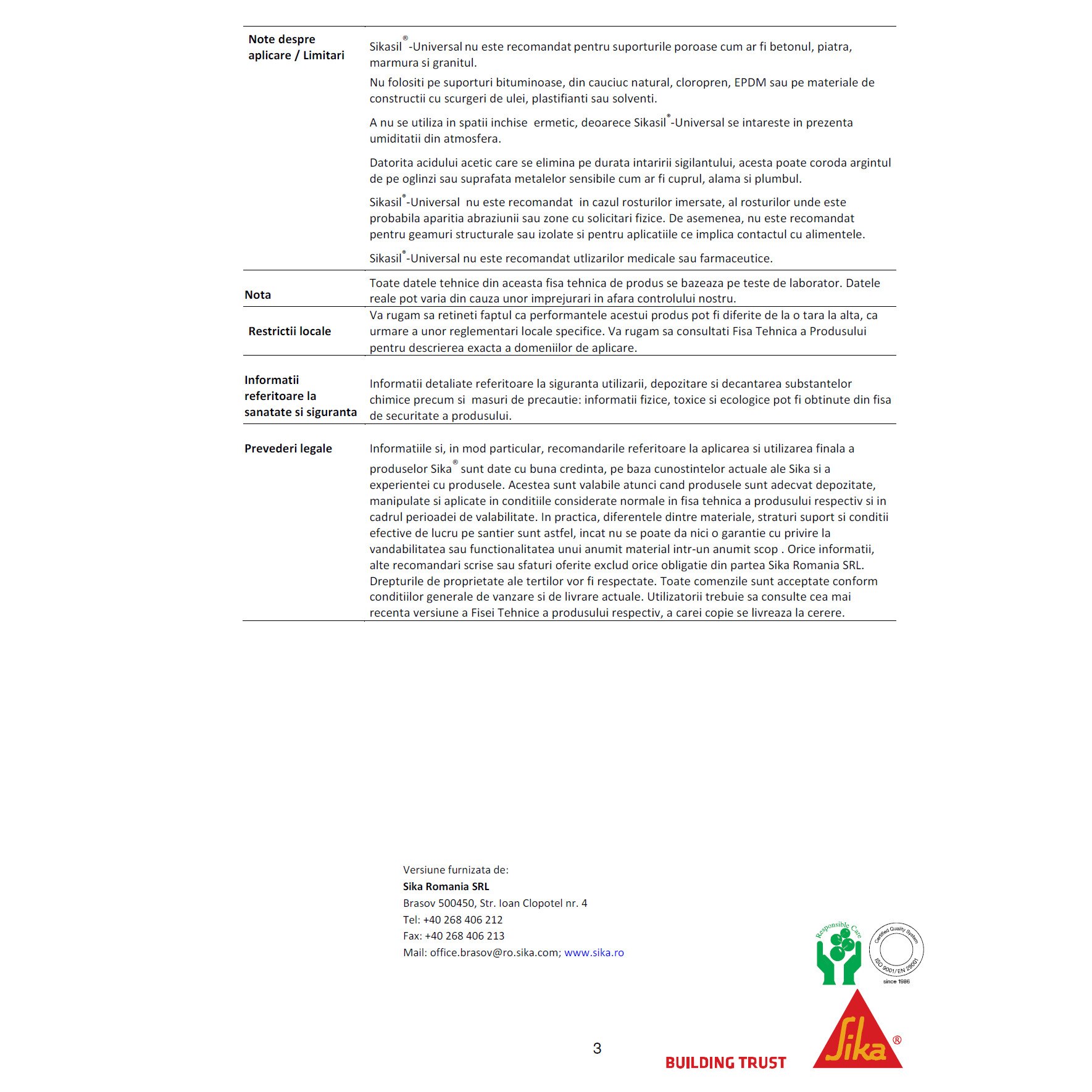 Sigilant siliconic cu intarire acetoxi Sika Sikasil Universal, alb, 280 ml - eMAG.ro