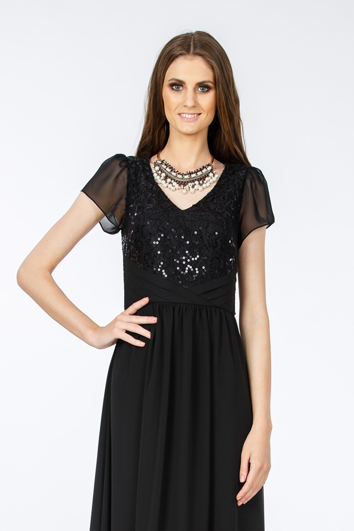 Rochie lunga SLE377, Negru Sense, 40 - eMAG.ro