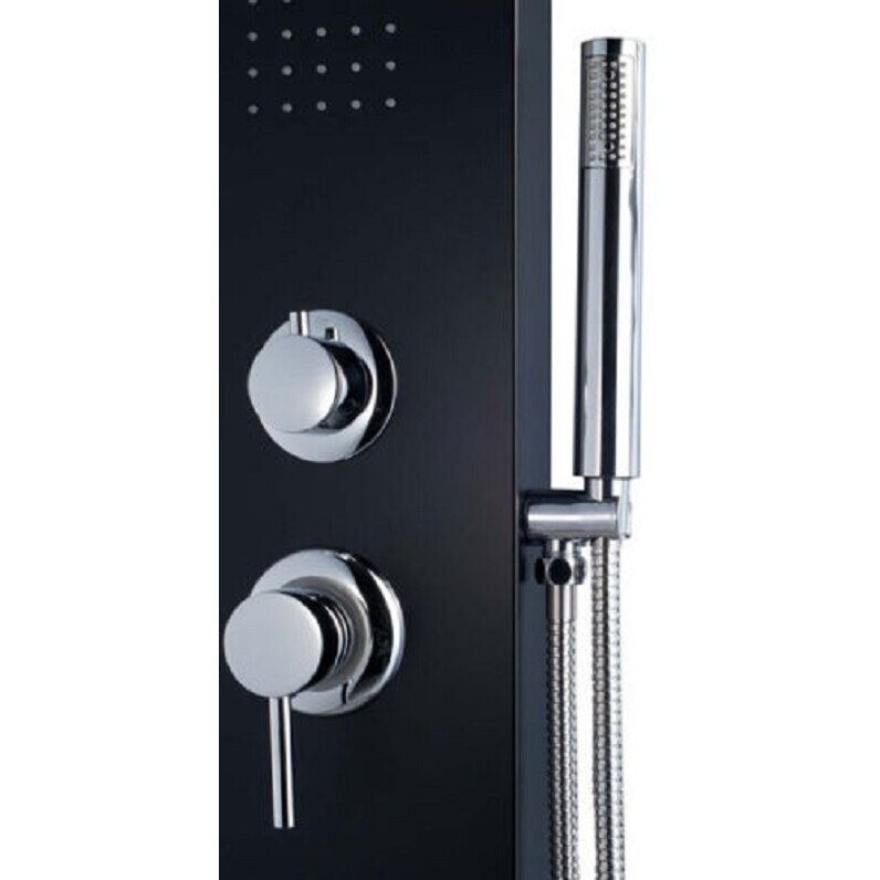 Panel dus 8712 din aluminiu, finisaj negru, cu ploaie si hidromasaj ...