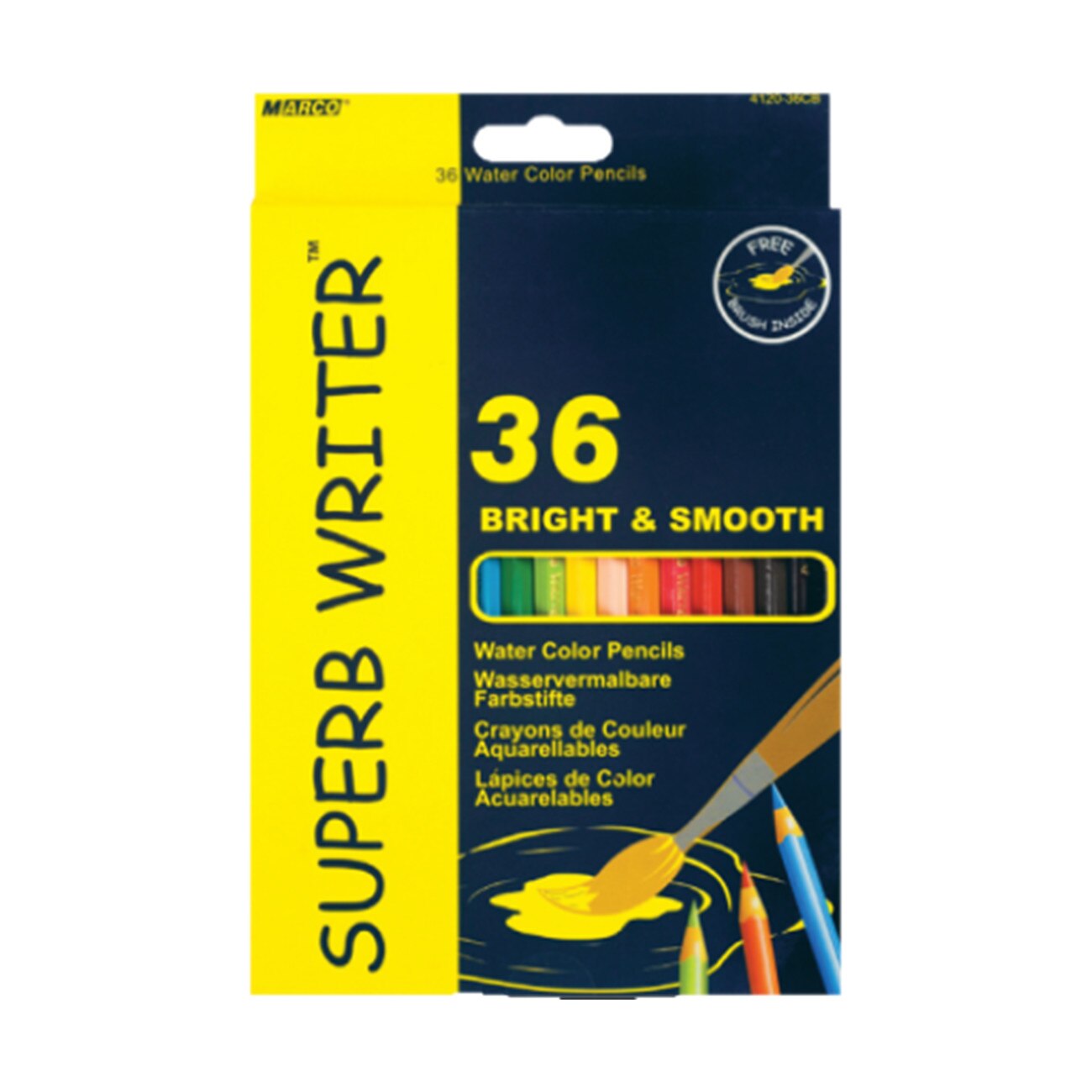 Creioane 36 culori acuarela cu pensula Marco - eMAG.ro