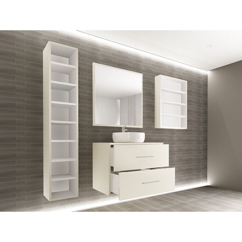 Set Modular Mobila Baie Eos 2 Crem Lucios, MDF - eMAG.ro