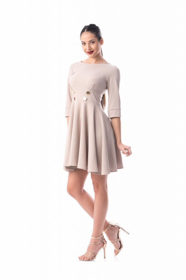 Rochie clos cu butoni Xenia, Crem, S - eMAG.ro