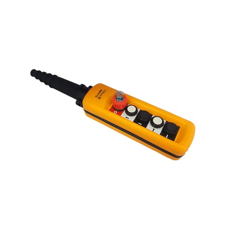 Cutie comanda macara cu 4 butoane + buton de emergenta cu cheie - eMAG.ro