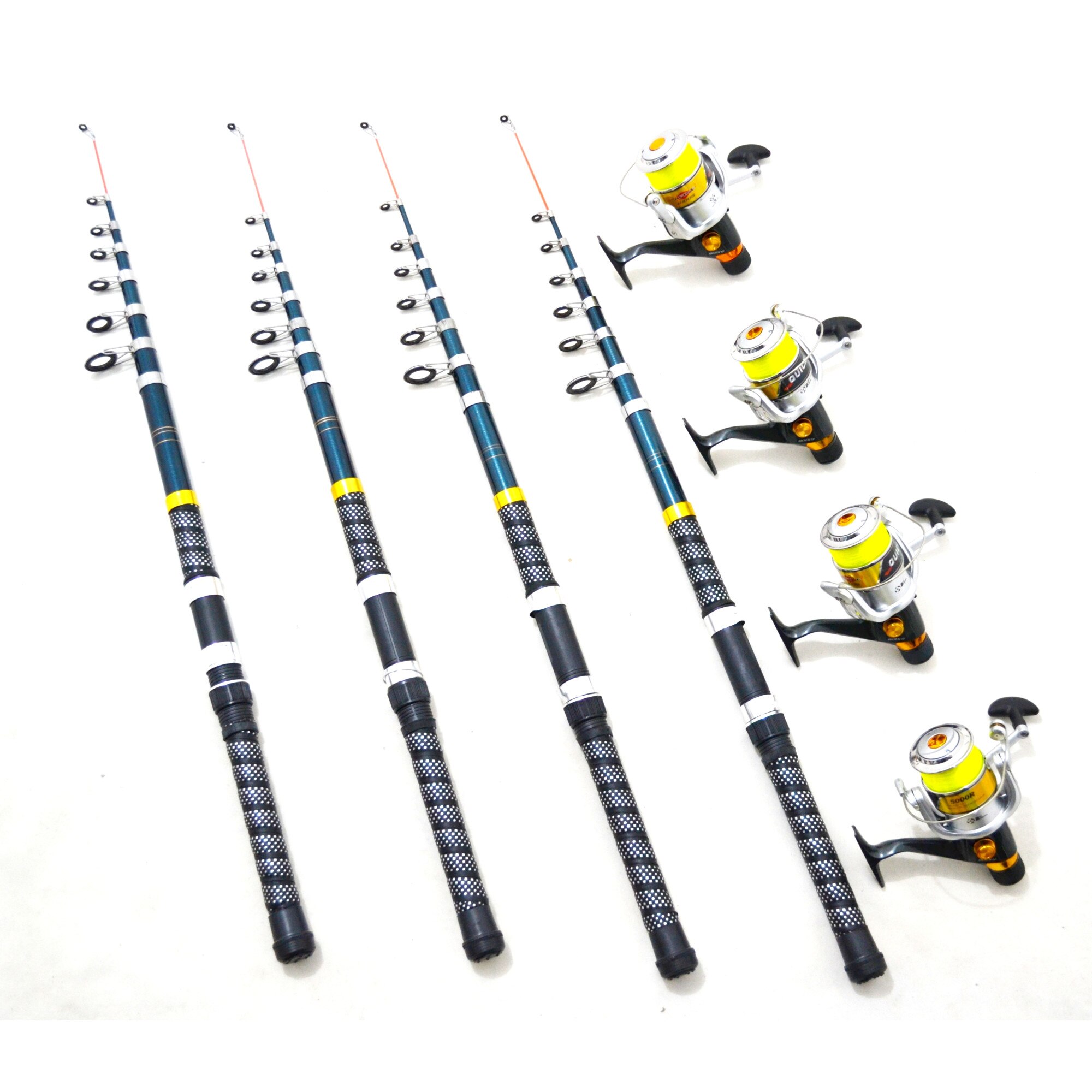Set 4 Lansete 3.6m Black Panther Cu 4 Mulinete Mifine Fir Cadou - eMAG.ro