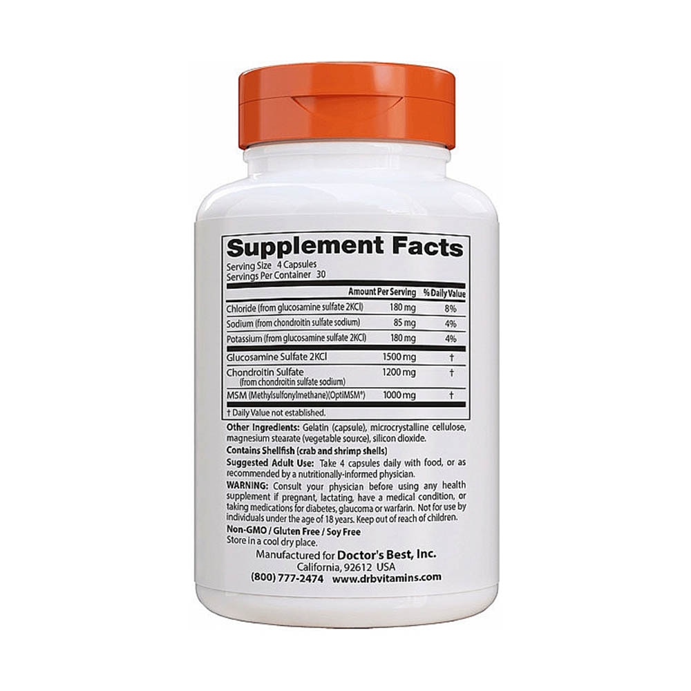 Glucosamine Chondroitin MSM with OptiMSM, Doctor's Best, 120 capsule ...