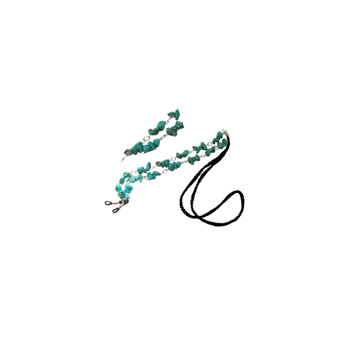 Lant ochelari din snur si margele semipretioase - turcoaz, 80 cm ...